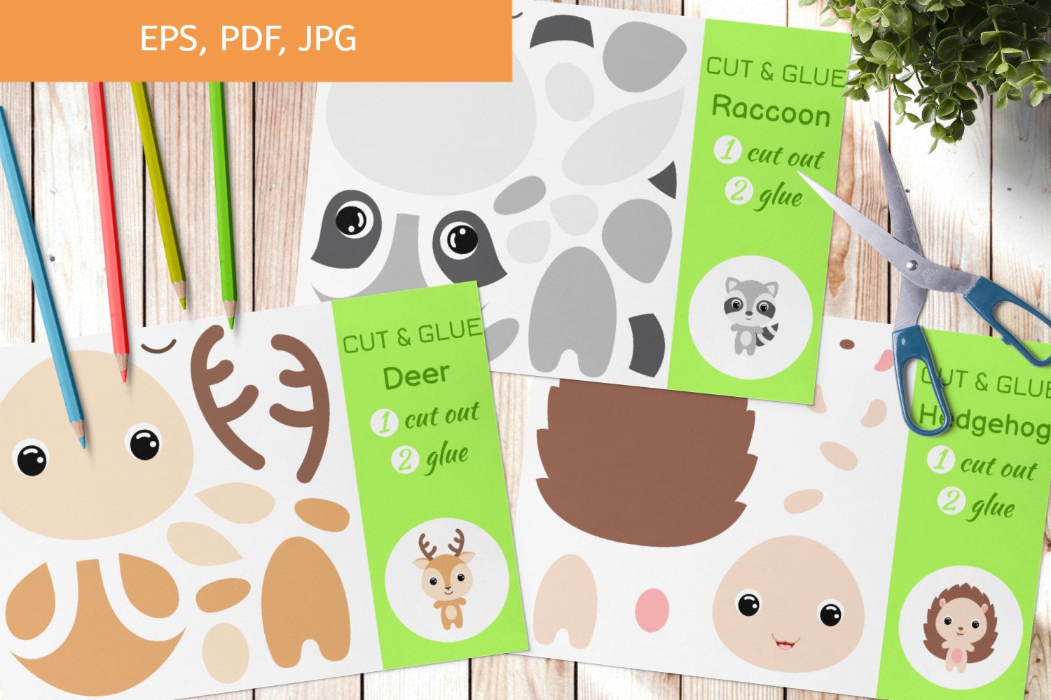 Cut and Glue Animals Games Bundle for Kids, Cut and Paste (1217808 ...
