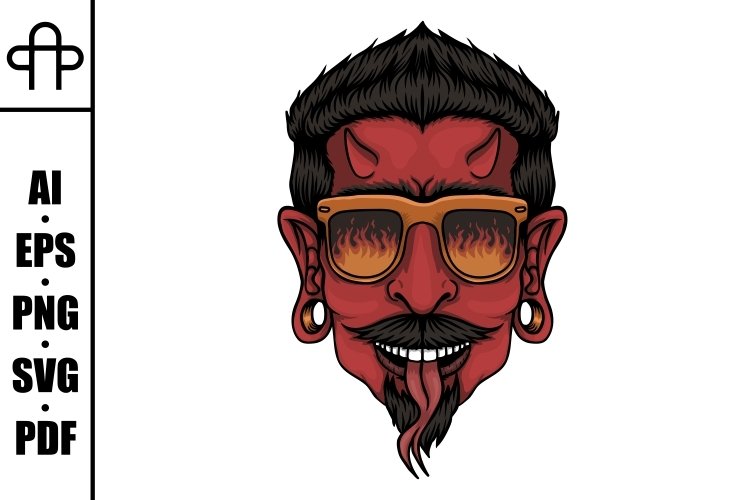 Devil Head vector illustration (1040024) | Illustrations | Design Bundles