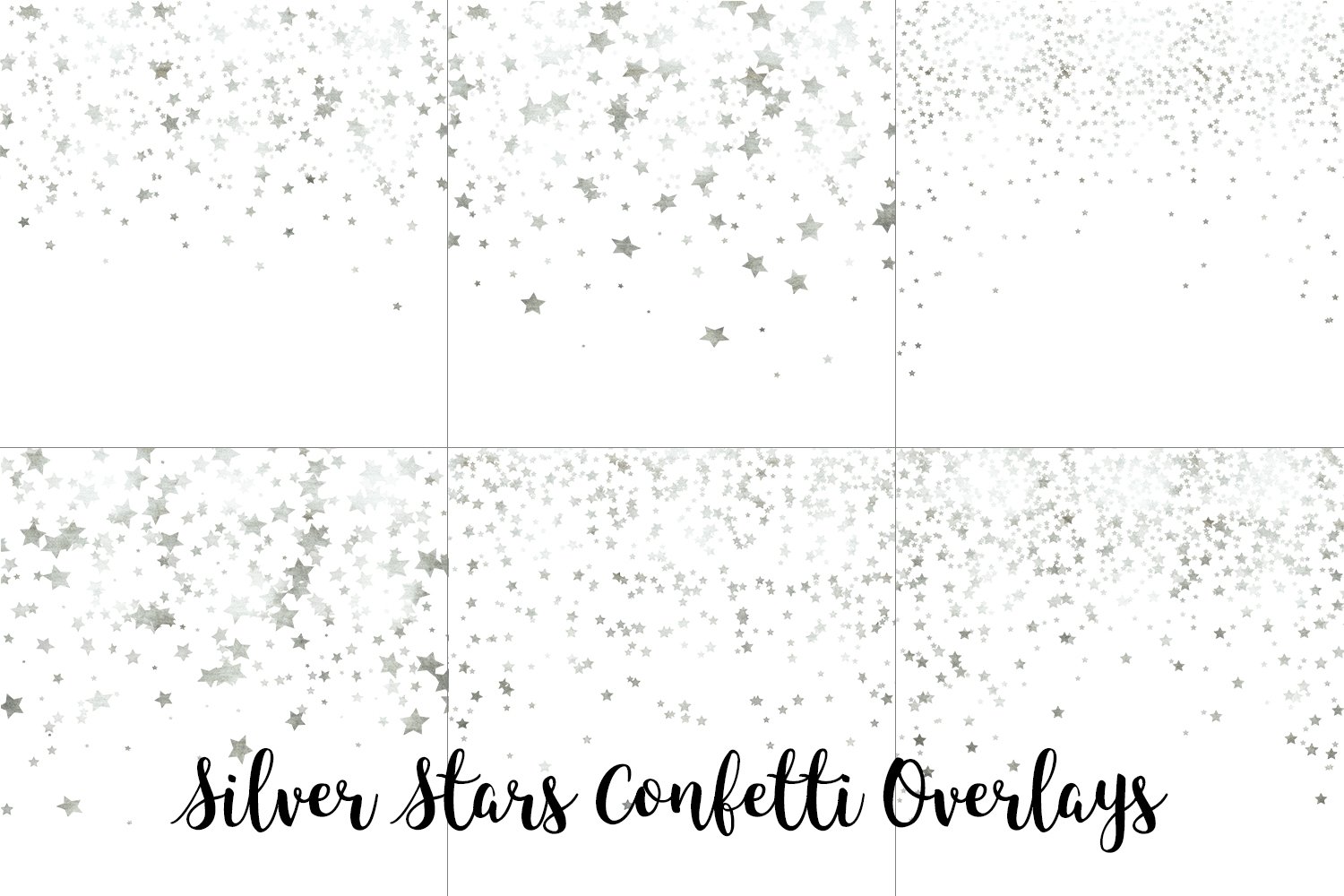 Silver Stars Confetti Overlays (331677) | Decorations | Design Bundles