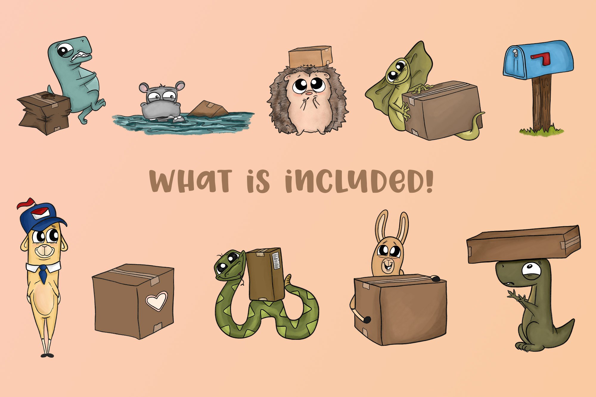 Package Delivery Bundle|Fun animal clipart|Package clipart