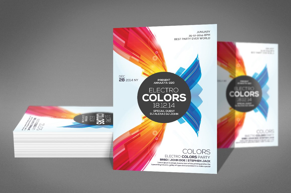 Electro Colors Club Flyer (452146) | Flyers | Design Bundles