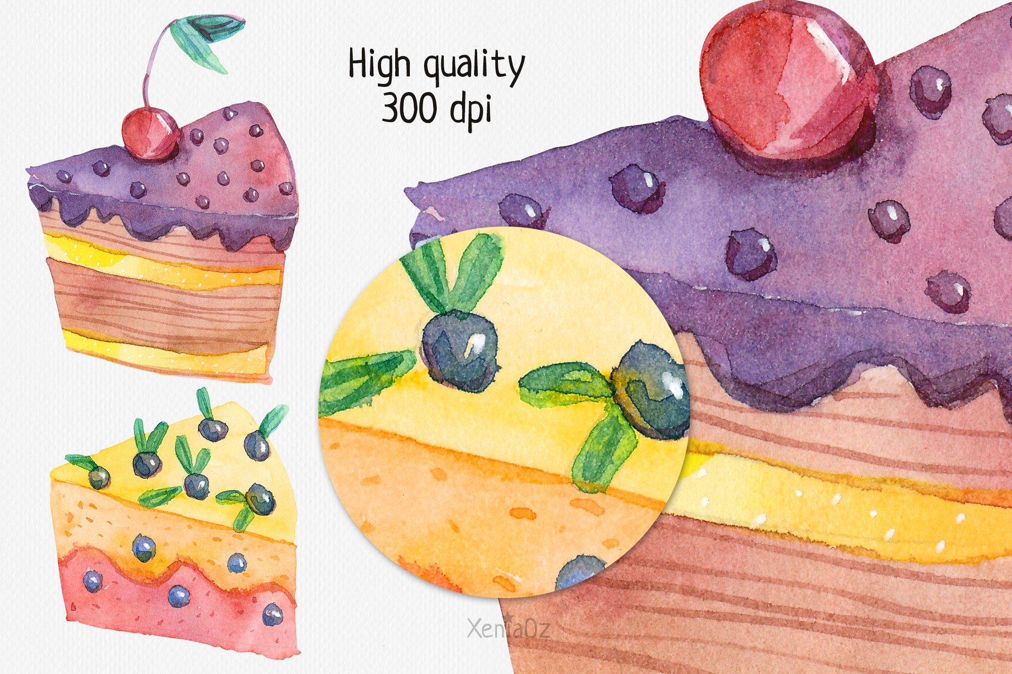 Watercolor birthday cake clipart (531603) | Illustrations | Design Bundles