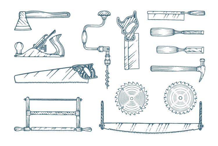 Carpentry tools illustrations. (962542) | Decorations | Design Bundles