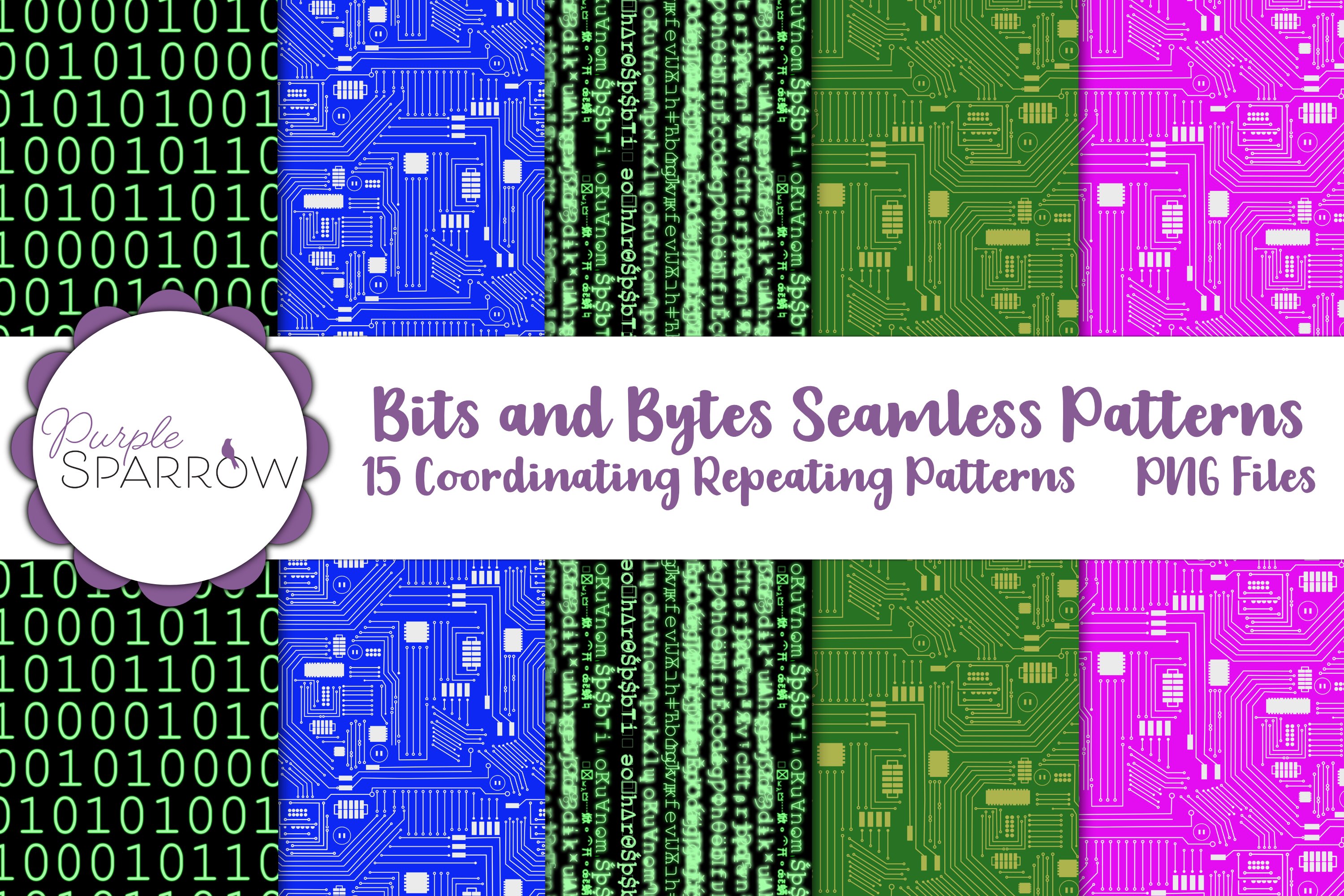 Bits and Bytes Seamless Pattern Collection (1337228) | Patterns ...