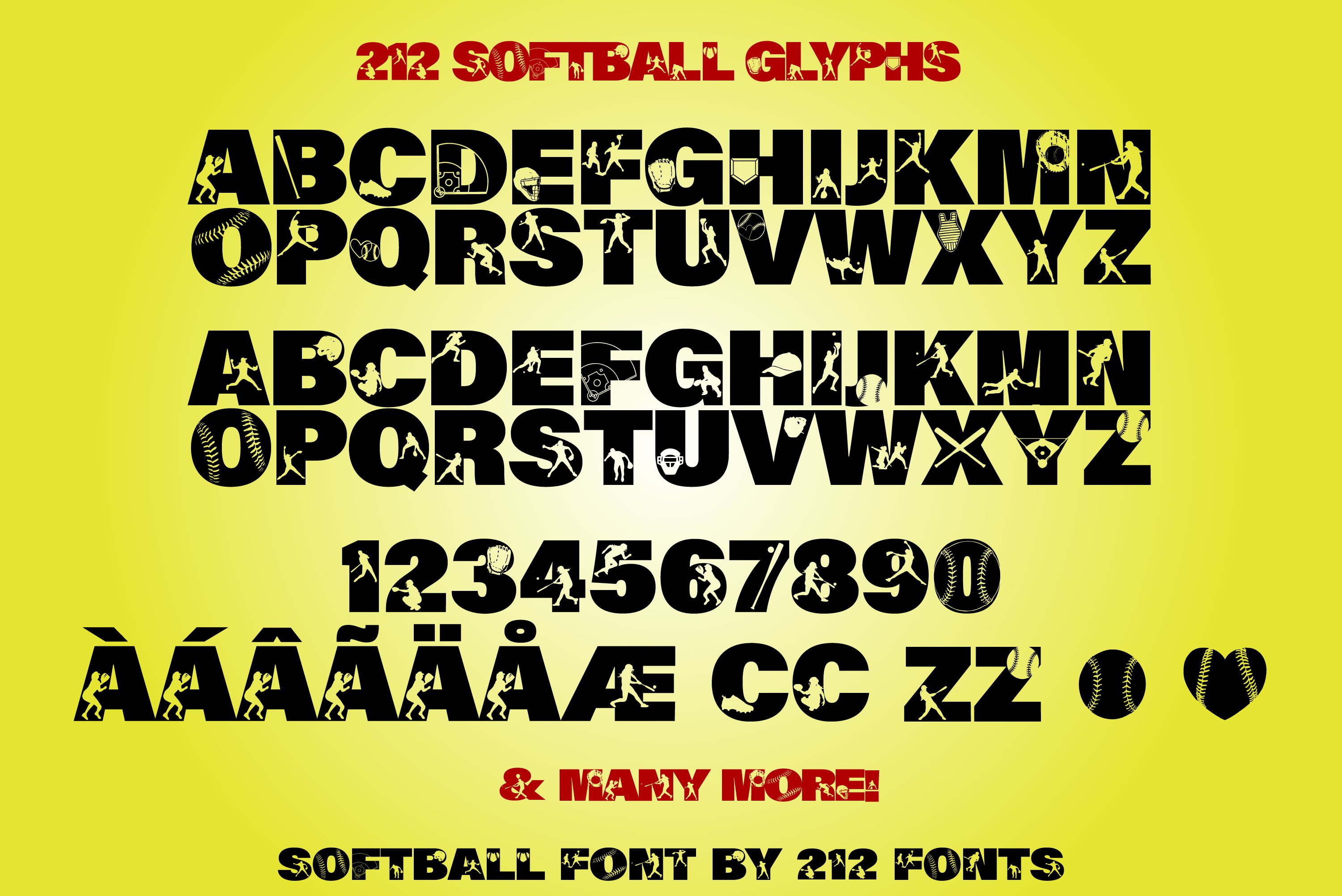212 Softball Caps Display Font Softball Player Alphabet OTF (529896 ...