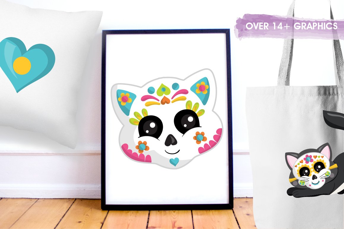 Sugar skull cats graphics and illustrations (39184) | Illustrations ...