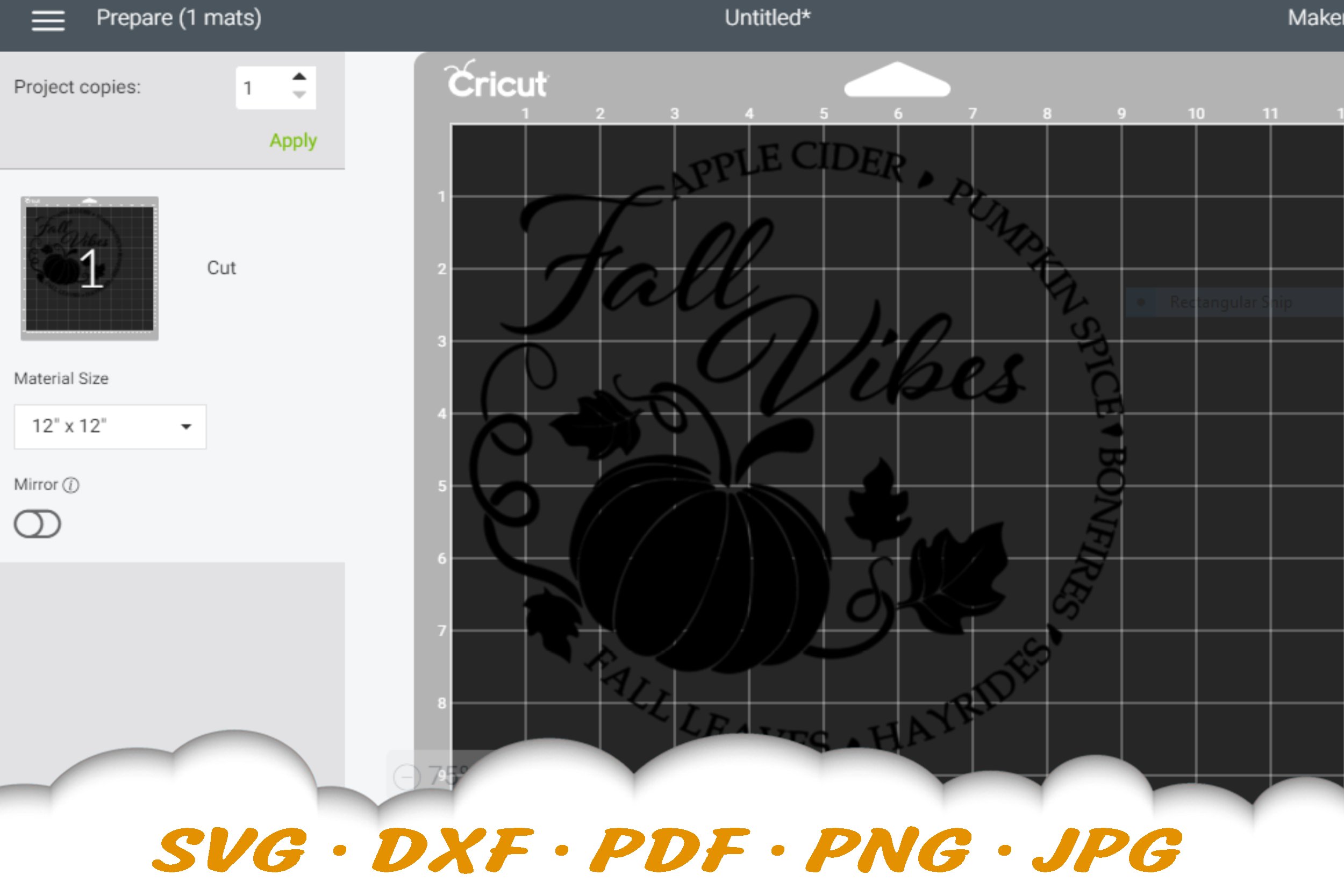 Fall Vibes Pumpkin SVG DXF Cut Files (716723) | Cut Files | Design Bundles