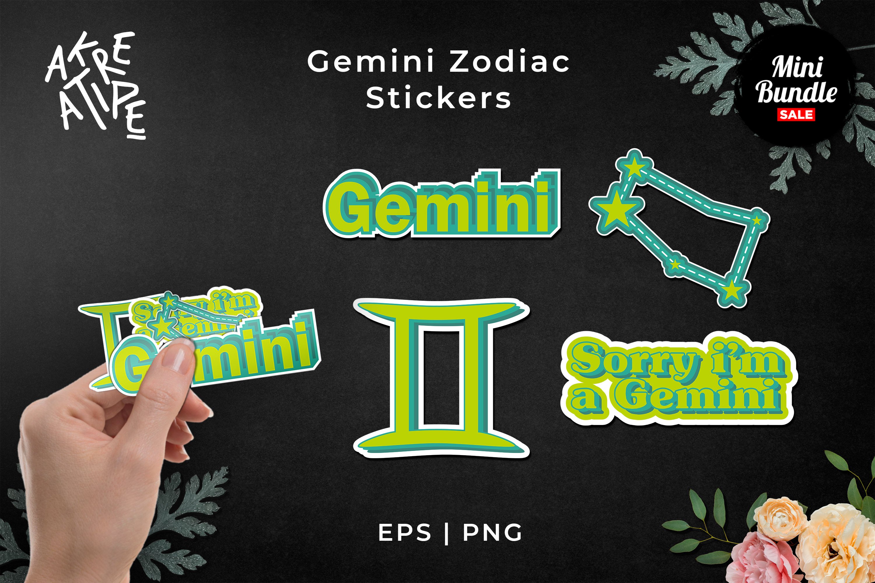 Gemini Zodiac Stickers PNGs | Printable Stickers Bundle PNGs (1180569 ...