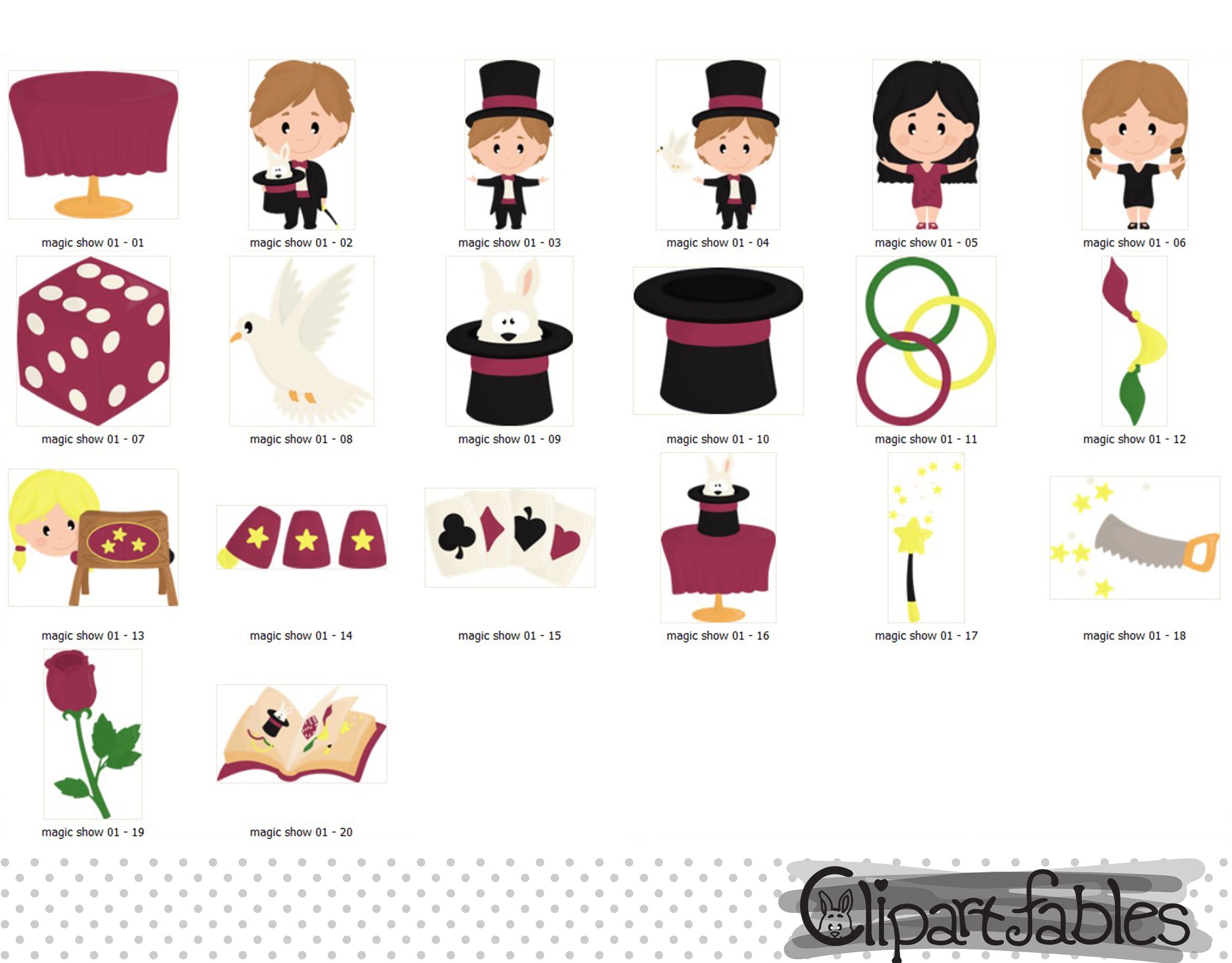 Cute MAGICIAN clipart, Magic birthday party - INSTANT (523796 ...