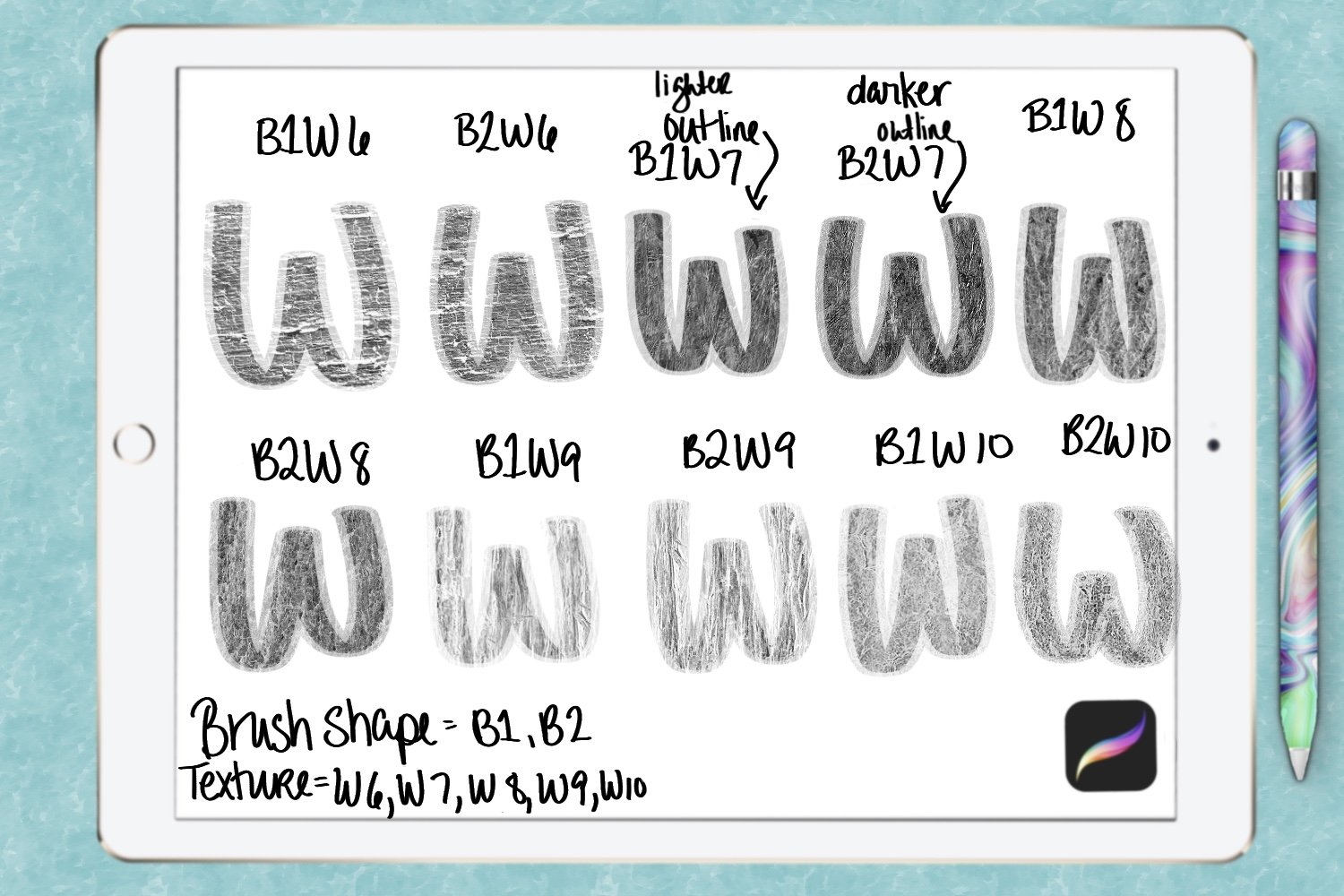 FC-mono-oval-bevel-wood grain set for PROCREATE (205638) | Add ons ...