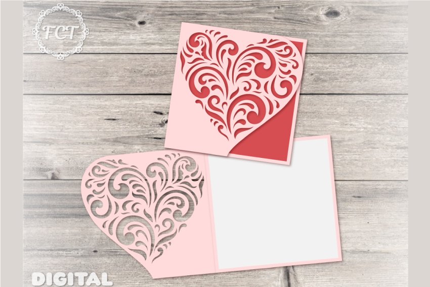6 Valentines card SVG templates set, Heart greeting cards (1209850 ...