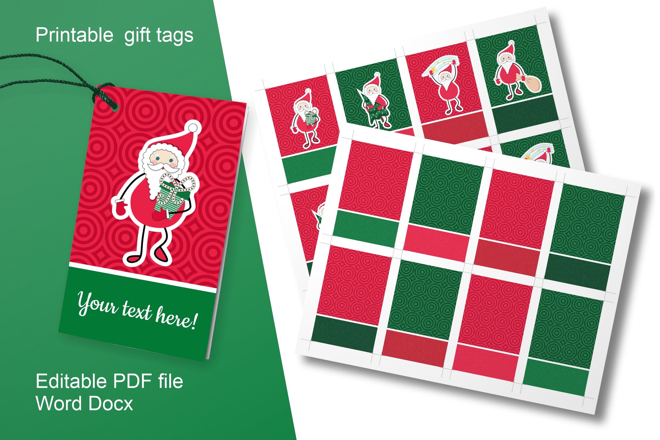 Christmas Gift Tags Santa Claus Editable PDF Word Templates