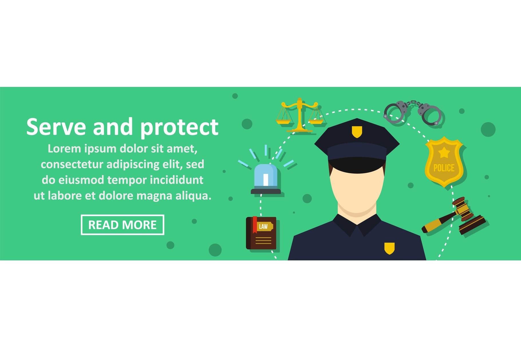 Serve and protect banner horizontal concept (497210) | Icons | Design Bundles