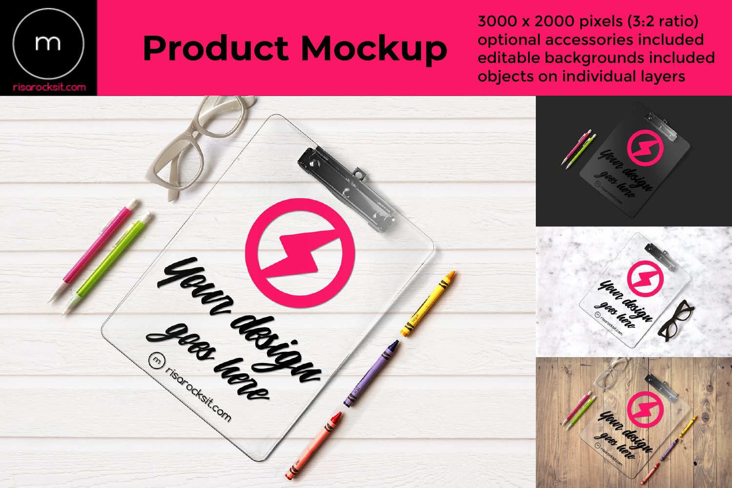 Clear Clipboard Back Side Flat Lay Product Mockup (431638) | Products ...
