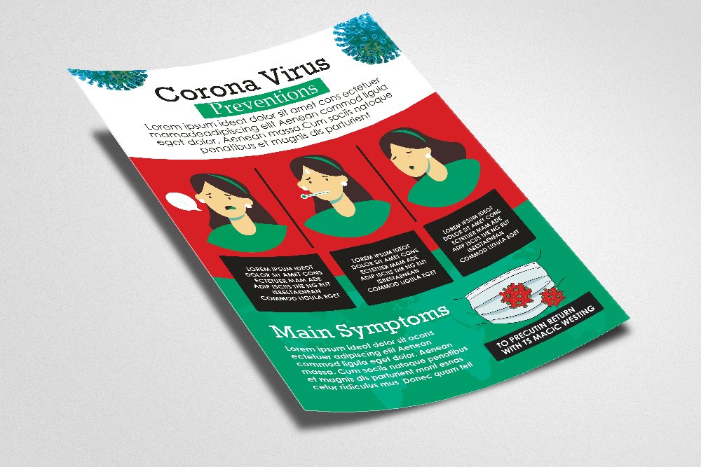 Corona Virus Awareness Flyer Template (514418) | Flyers | Design Bundles