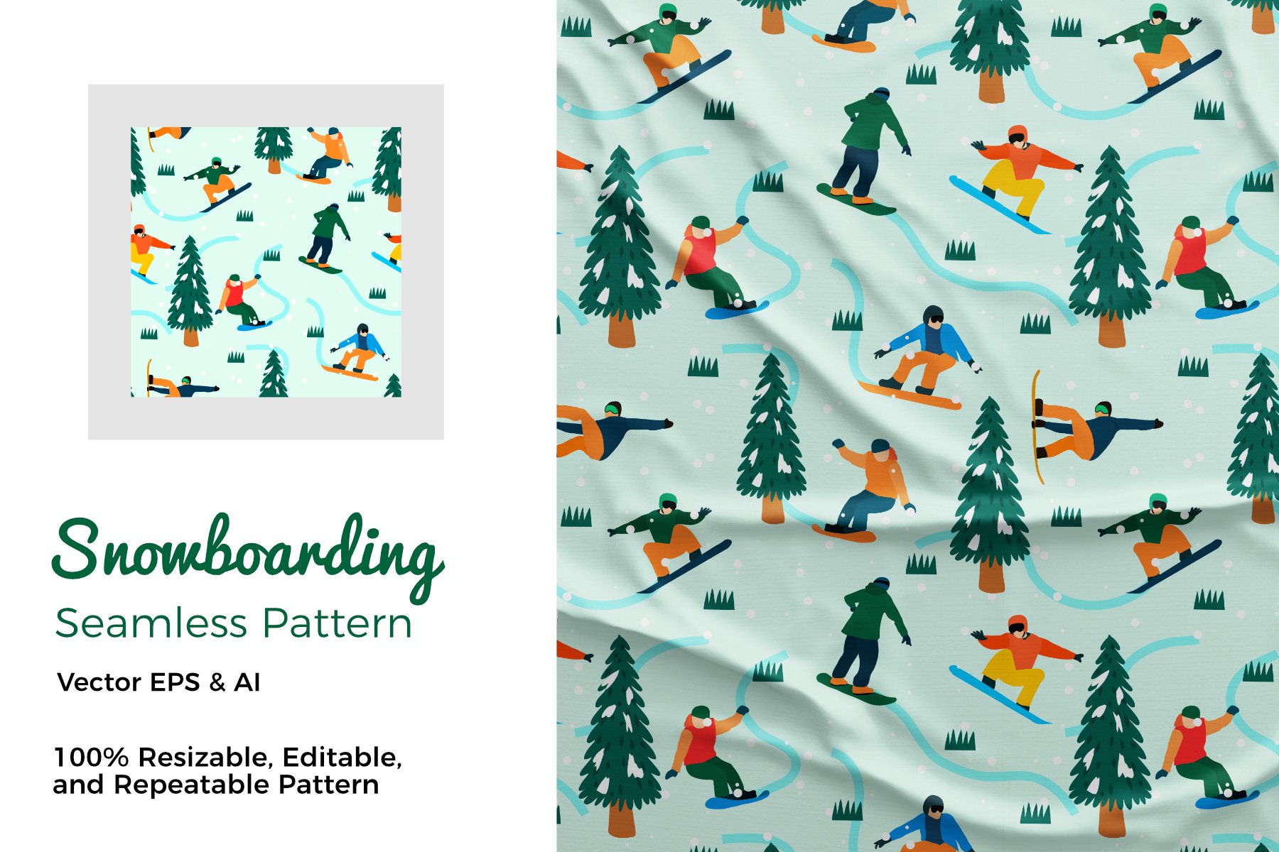 Snowboarding Pattern (326277) | Patterns | Design Bundles