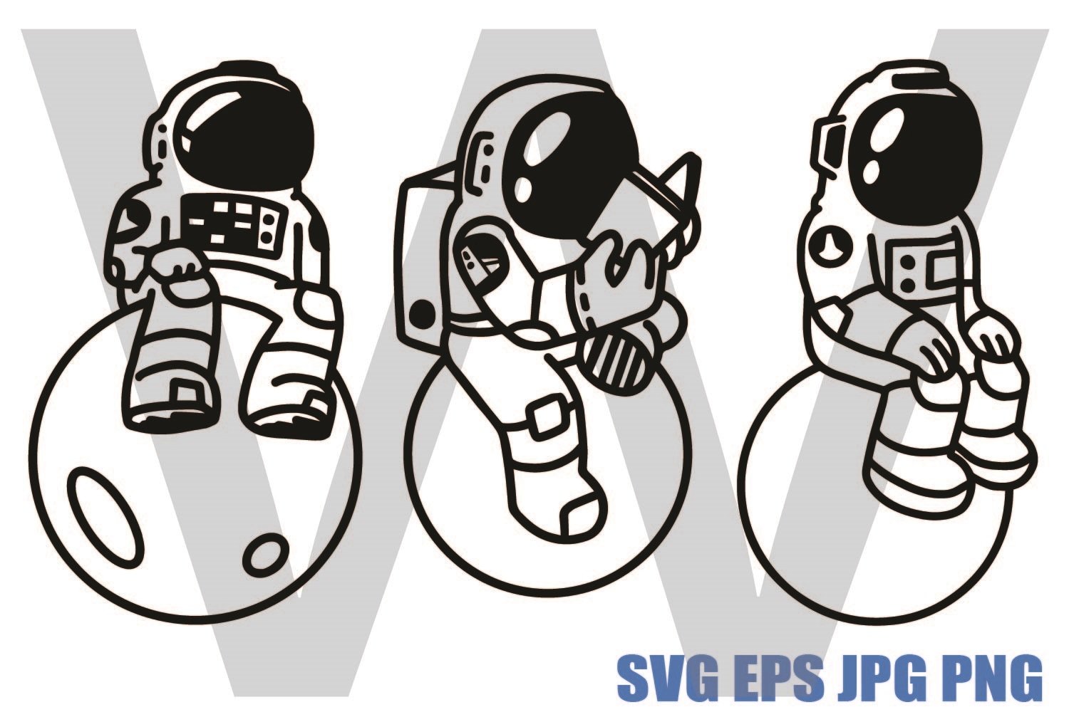 Astronaut on a planet - SVG EPS JPG PNG (571172) | Illustrations ...