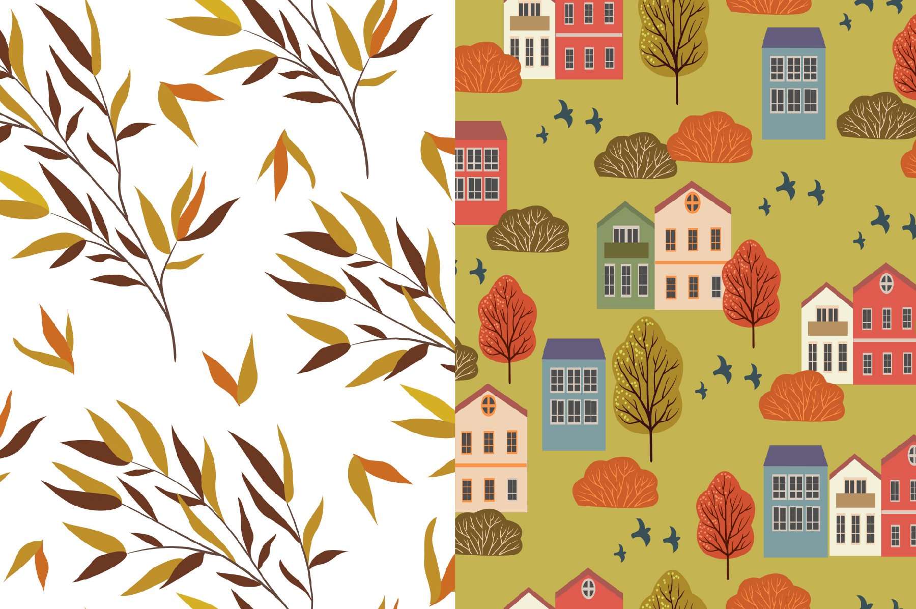 Fall seamless patterns set, autumn digital papers (913853) | Papers ...