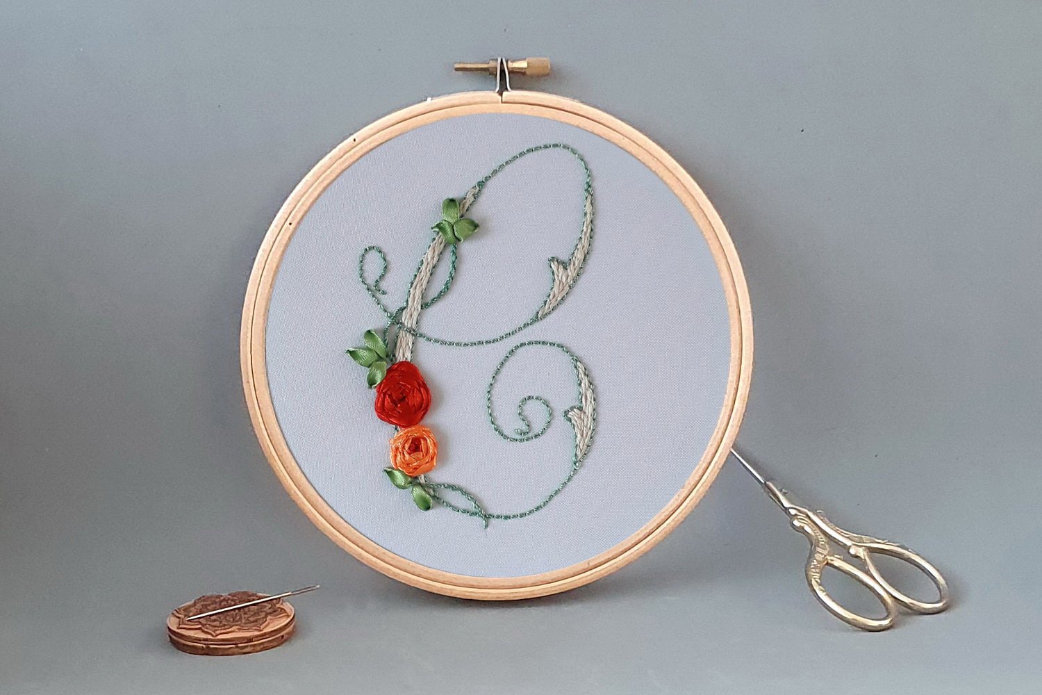 Floral alphabet embroidery letter C Ribbon embroidery (1820058 ...