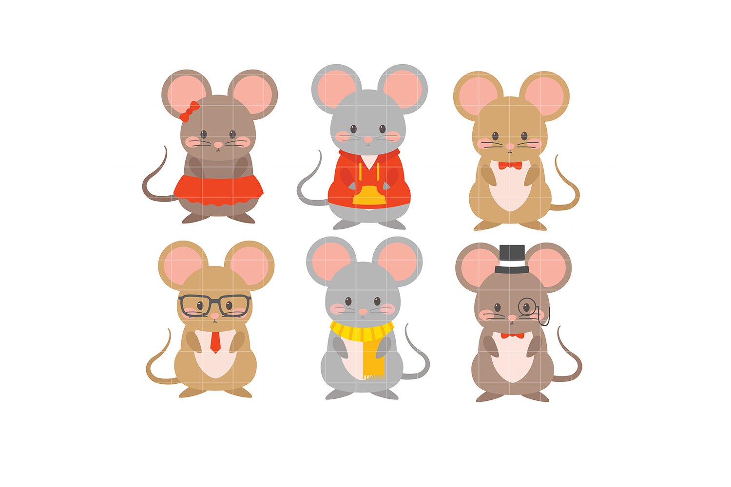 Cute Mouse Characters (1320748) | Illustrations | Design Bundles
