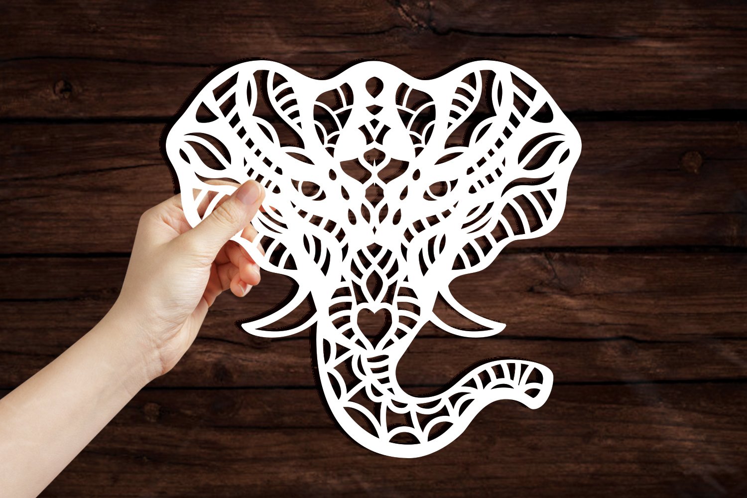 Papercut Elephant Mandala, Elephant Head Paper Cut Template