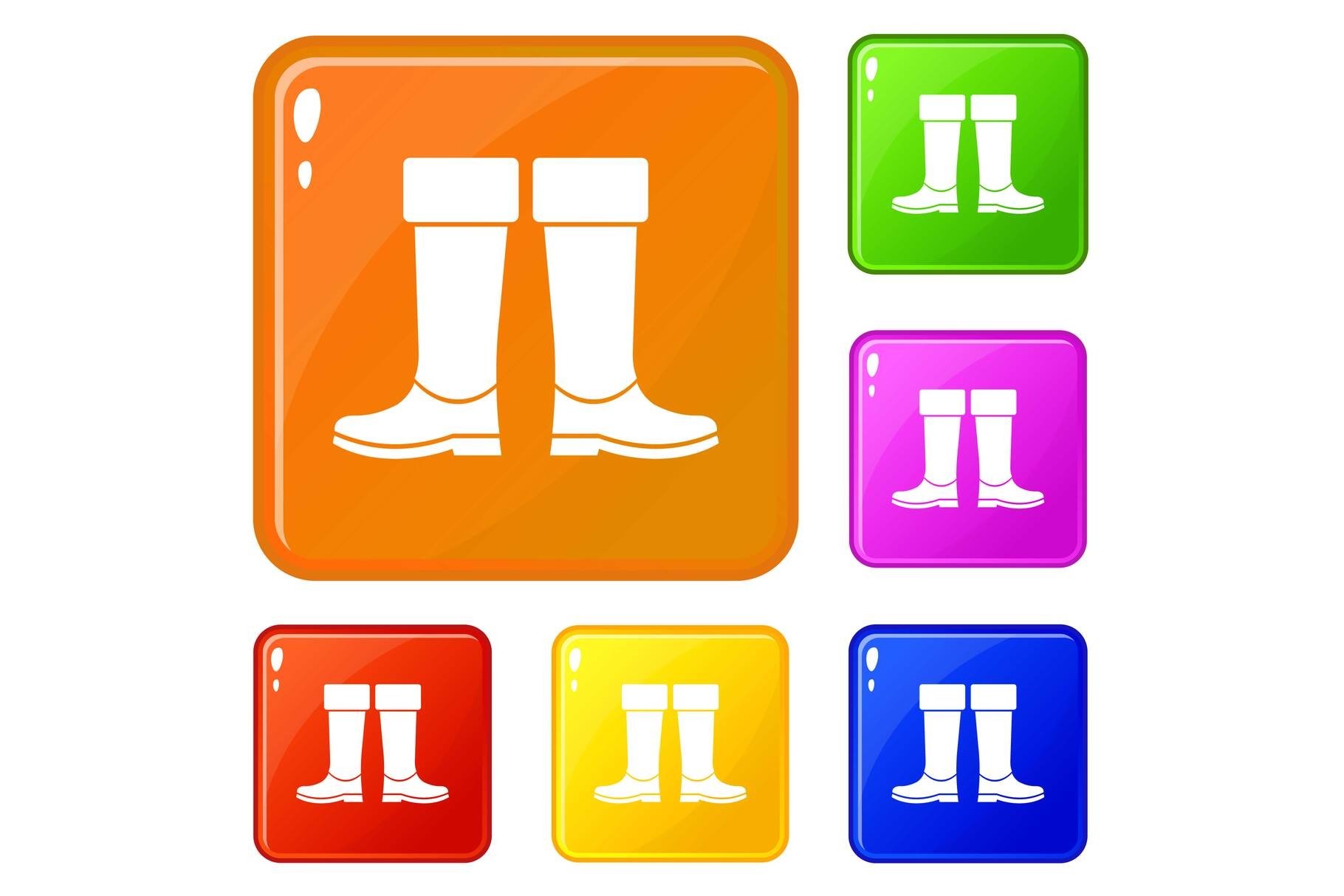 Rubber boots icons set vector color (528543) | Icons | Design Bundles
