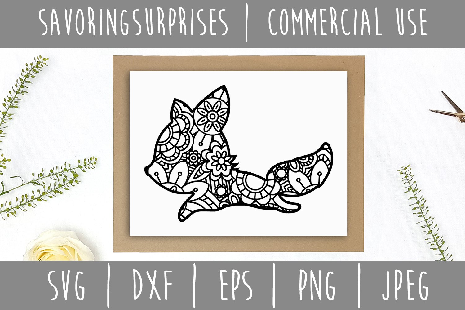 Fox Mandala Zentangle SVG, DXF, EPS, PNG, JPEG (1115681) | Cut Files ...