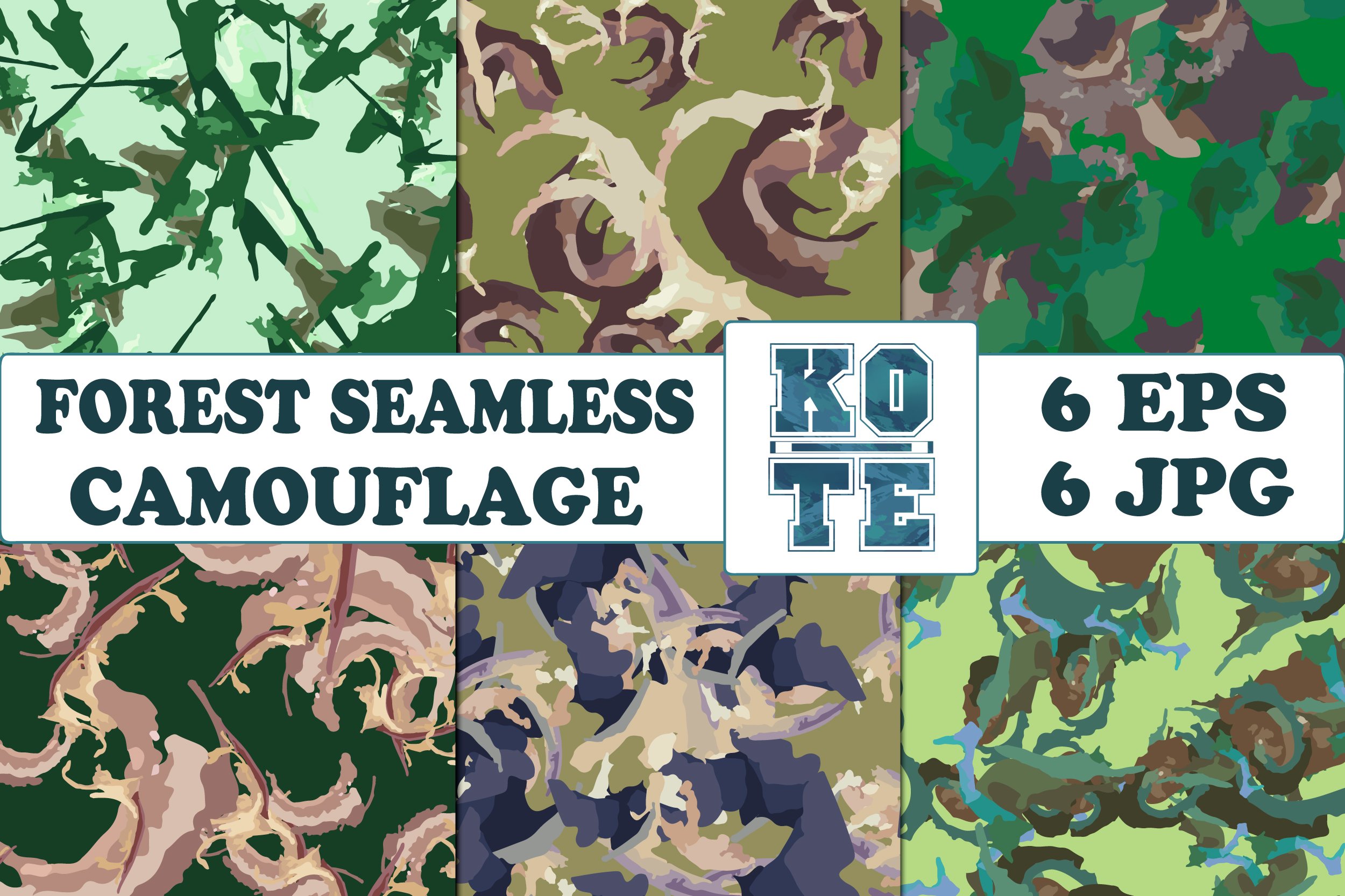 6 Seamless Military Forest Camouflage (924664) | Patterns | Design Bundles