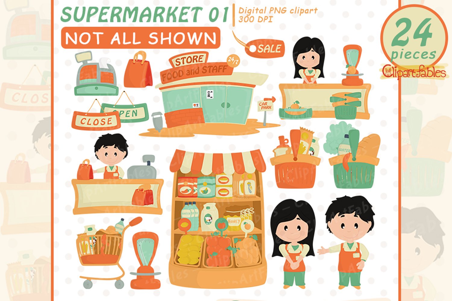 Cute SUPERMARKET clipart, Grocery clipart, Shop art- INSTANT (245857 ...