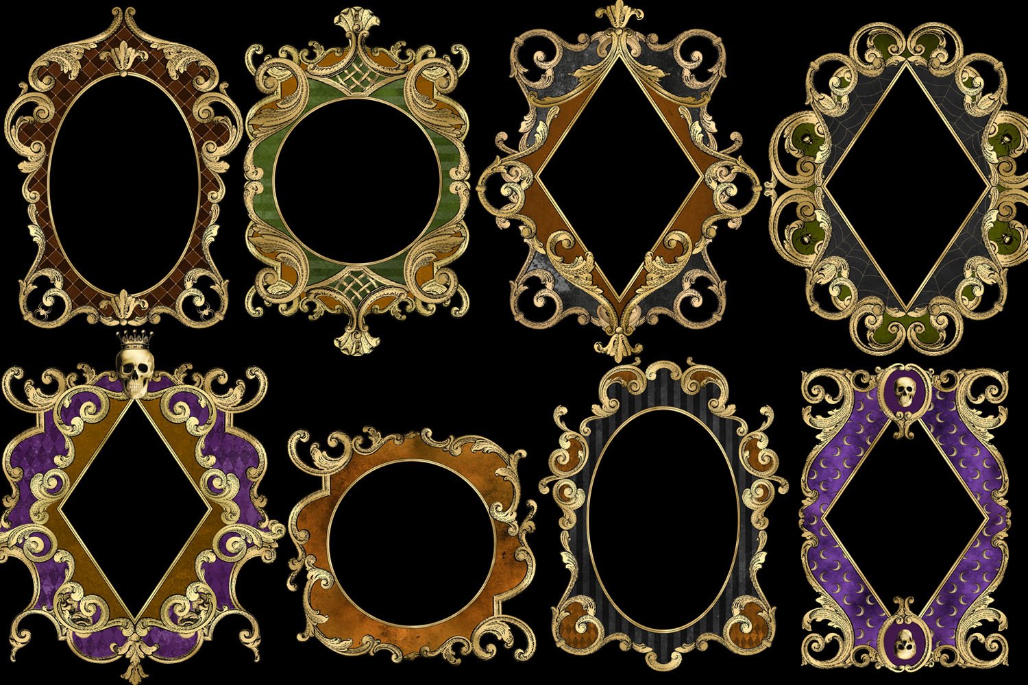 Ornate Halloween Frames Clipart (361208) | Illustrations | Design Bundles