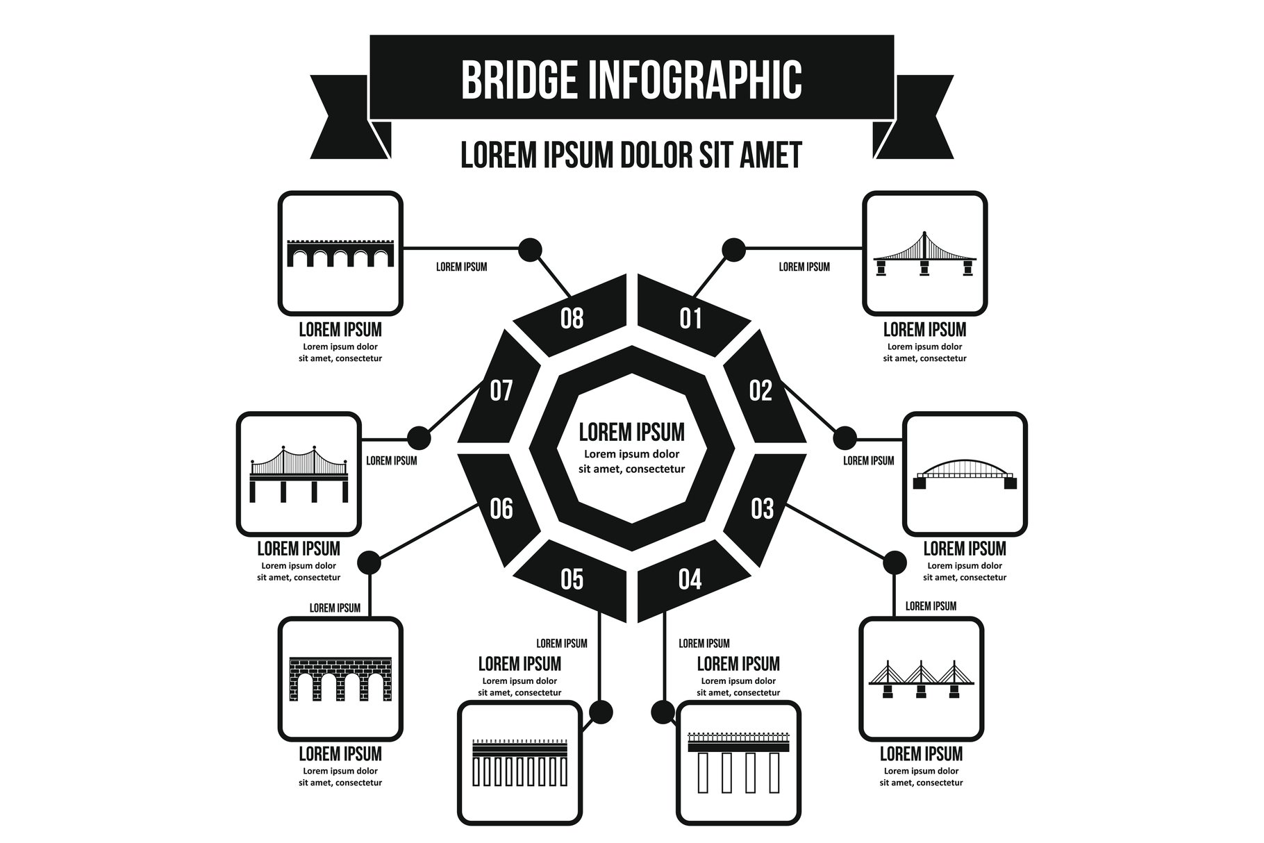 Bridge infographic concept, simple style (309238) | Icons | Design Bundles