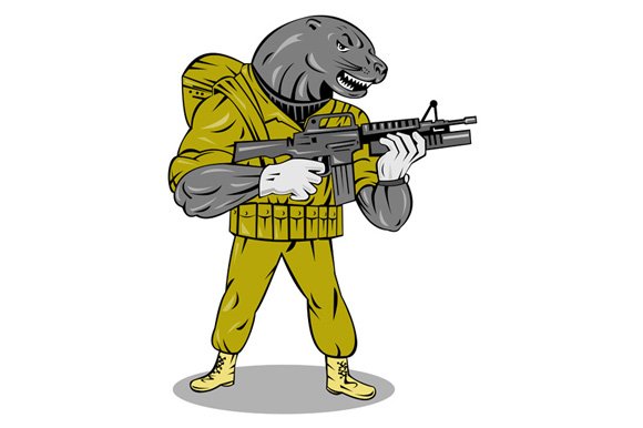 Alien Military With Gun (5118) | Illustrations | Design Bundles