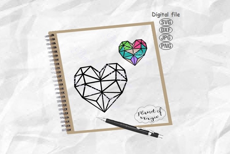 Heart Svg, Geometric Heart Svg, Diamond Heart, Valentine Day (547246 ...