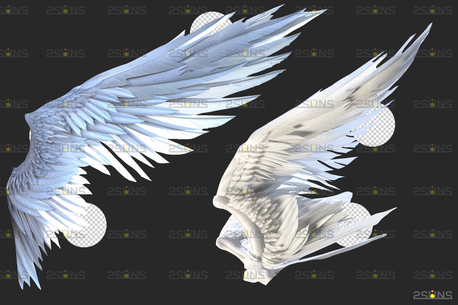 Realistic White Angel Wings Photoshop Overlays (644525) | Actions ...
