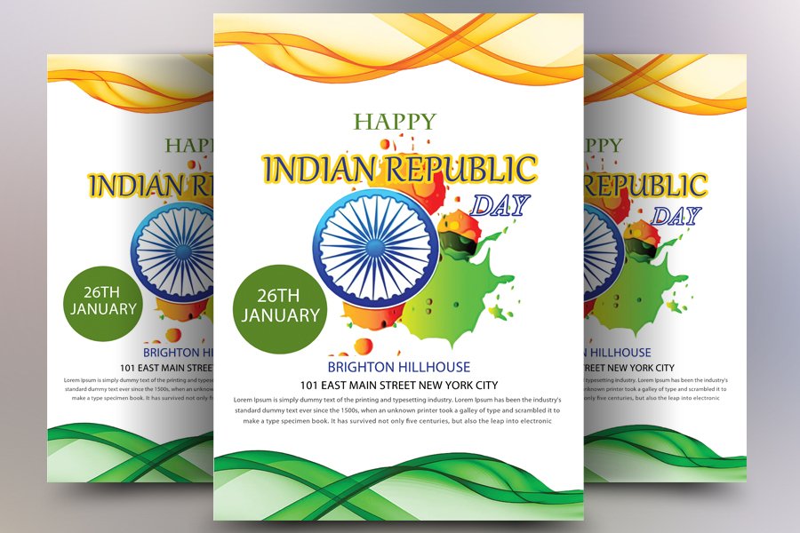 Indian Republic Day Flyer Template (432484) | Flyers | Design Bundles