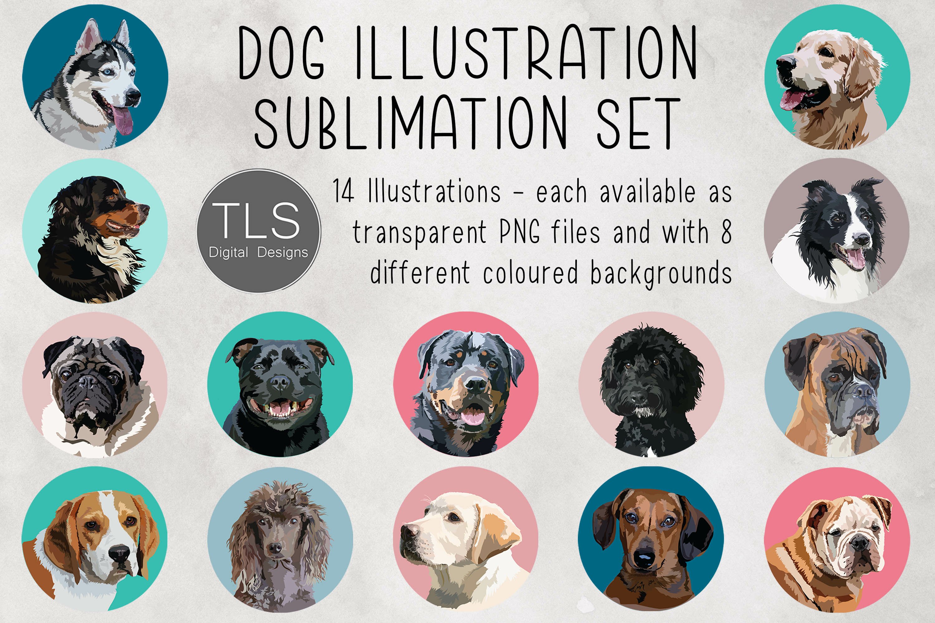 Dog Illustration Sublimation Bundle (1252111) | Illustrations | Design ...