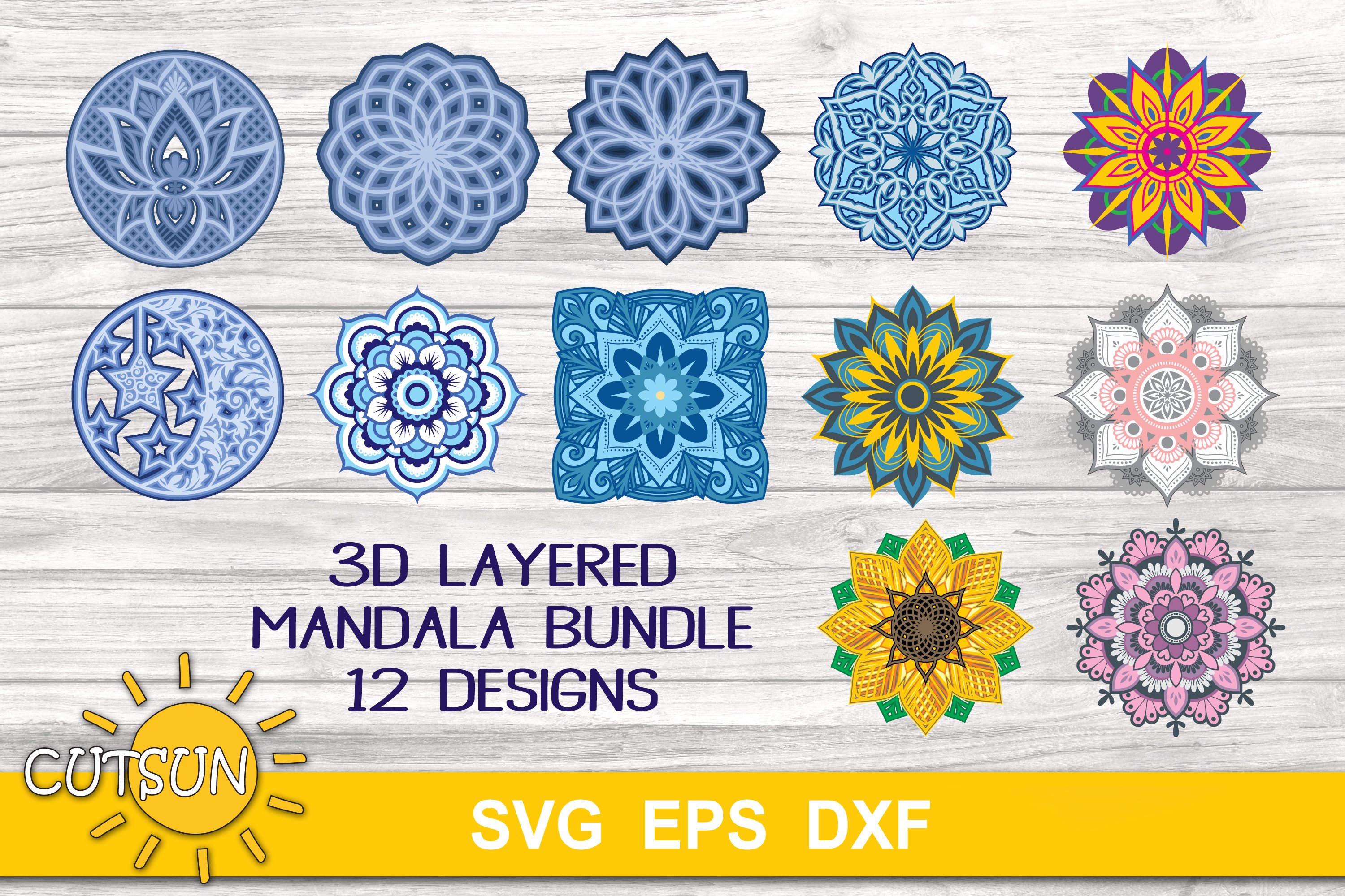 Cricut 3D Numbers Layered Mandala 0 9 3 Layers Silhouette Glowforge SVG 