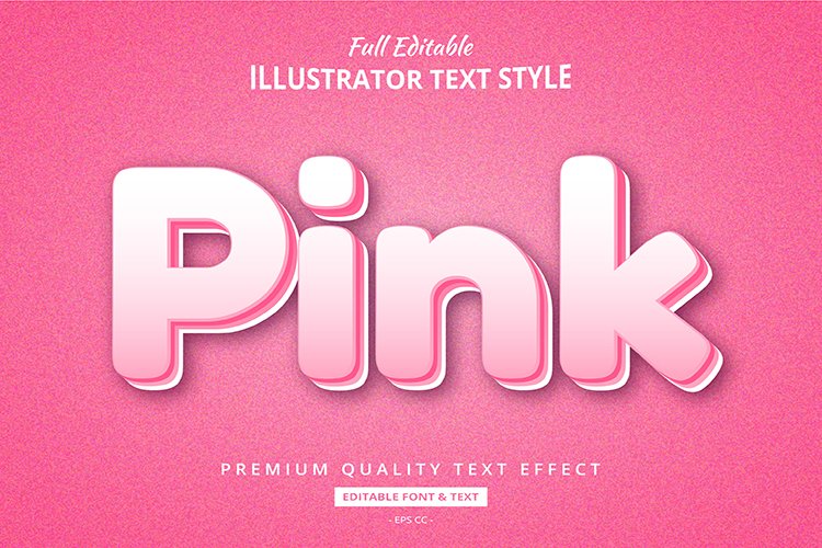 Pink Bold Illustrator Text Style Effect