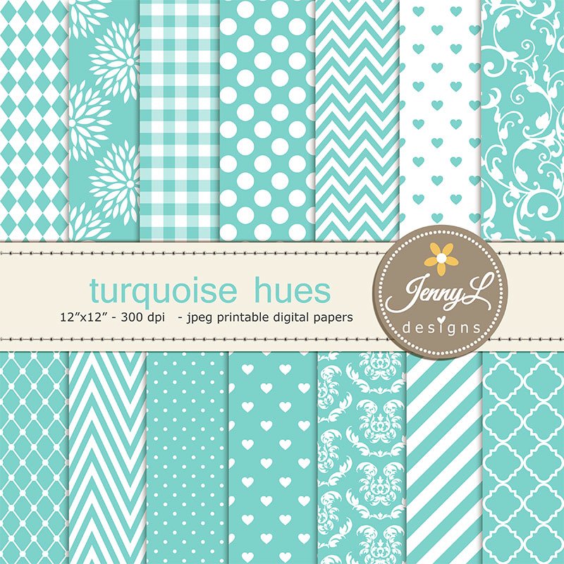 Turquoise Digital Papers (87182) | Backgrounds | Design Bundles