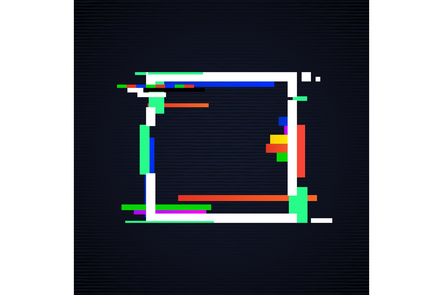 Glitch square frame. Tv distorted signal vector illustration (988500 ...