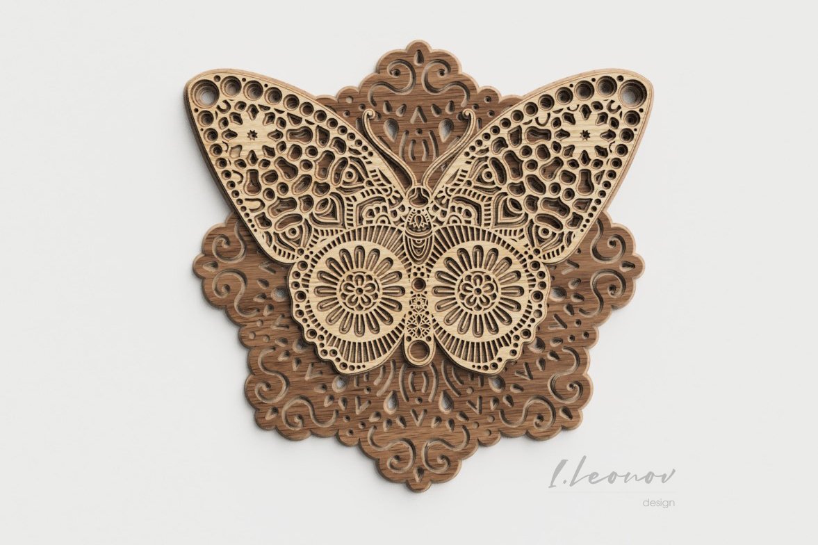 Butterfly laser cut file, Mandala DXF file, DXF File (1098909) | Laser ...
