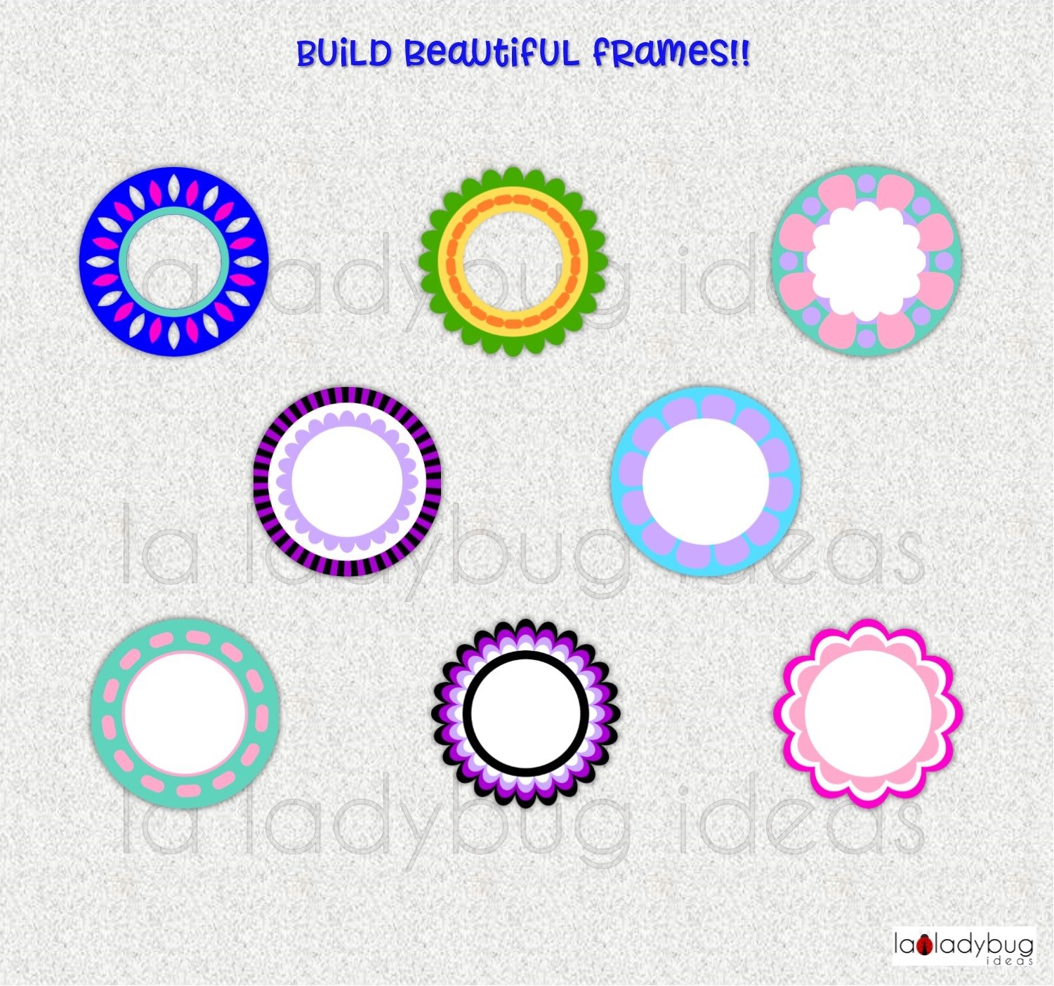 Flowers, mandalas and monogram frames creator pack. (24545 ...