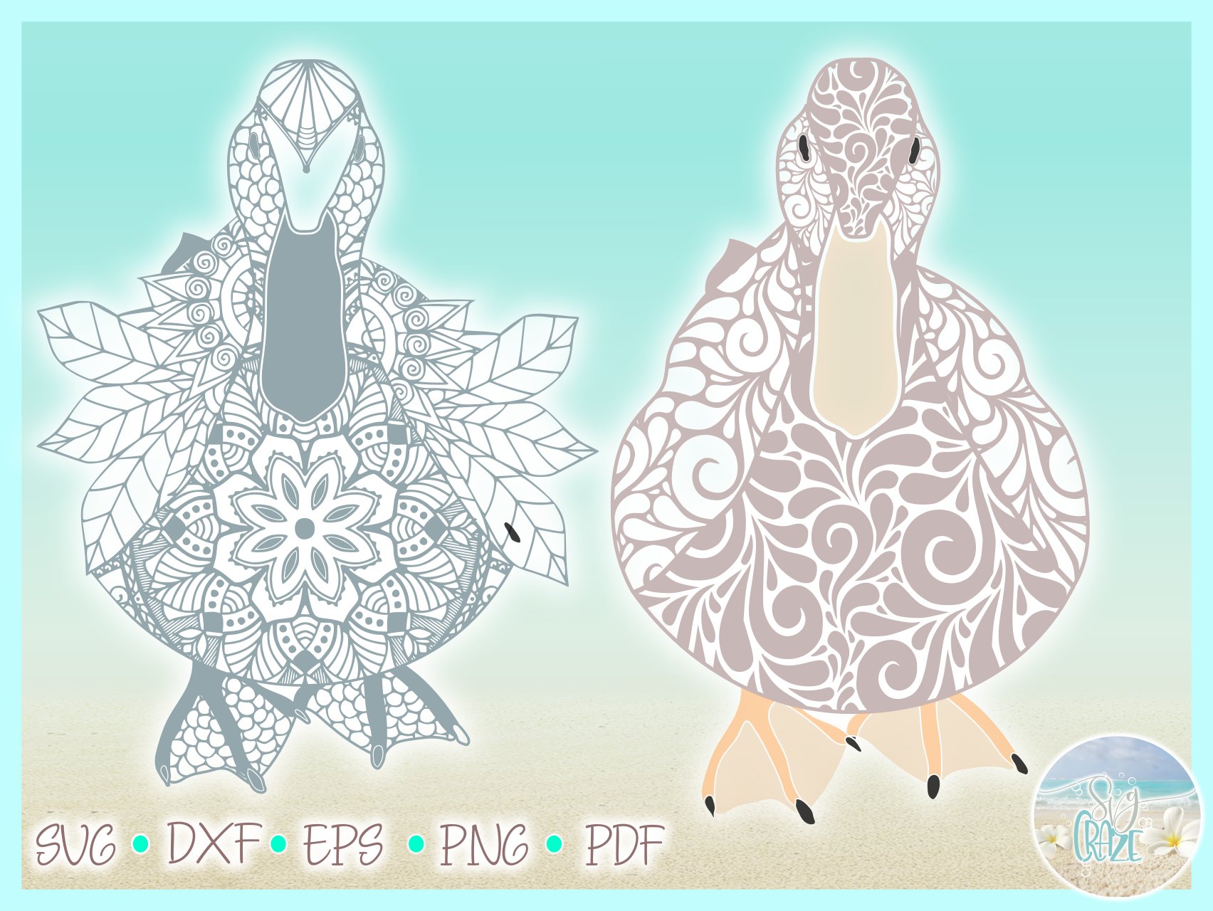 Duck Mandala Zentangle Svg Dxf Eps Png Pdf Files For Cricut (200703 ...