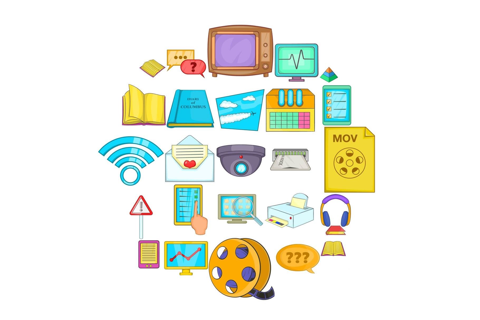 Gen icons set, cartoon style (503895) | Icons | Design Bundles