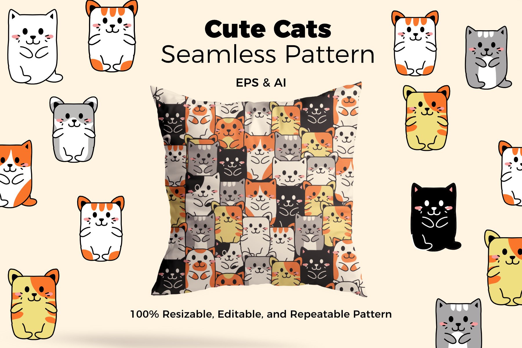 Cats Pattern (321482) | Patterns | Design Bundles