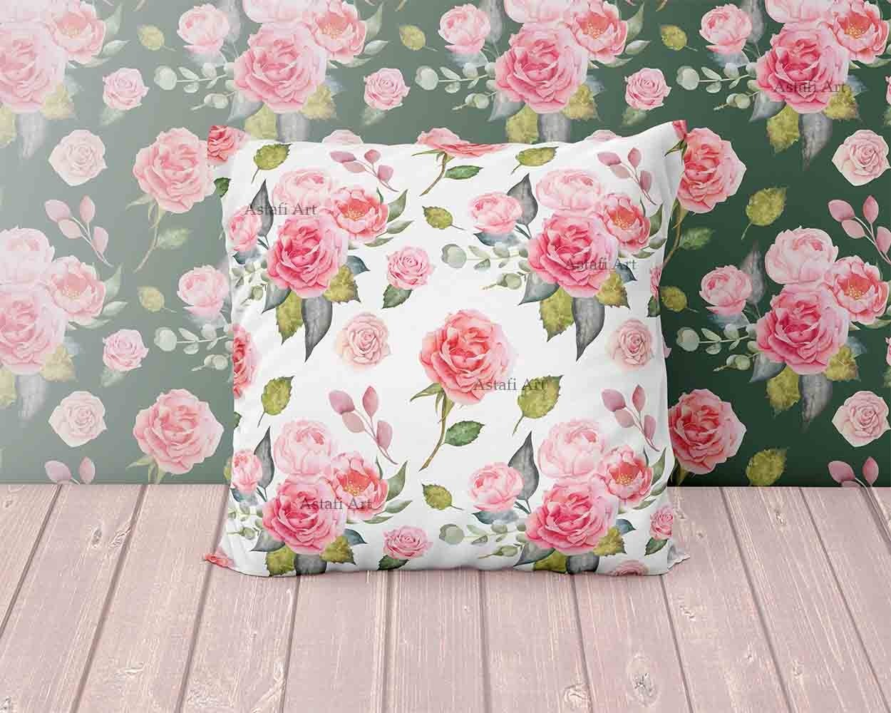 Watercolor Roses Digital Paper (573164) | Backgrounds | Design Bundles