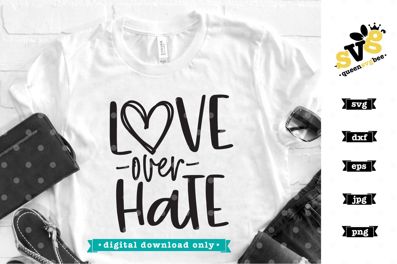 Inspirational SVG design | Love over Hate svg file (661413) | Cut Files ...