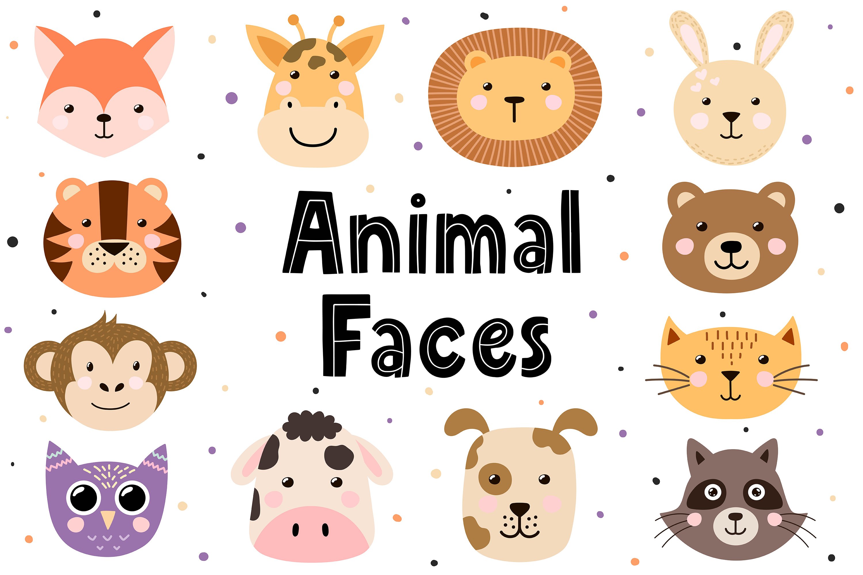 Wild Animal Faces Clipart