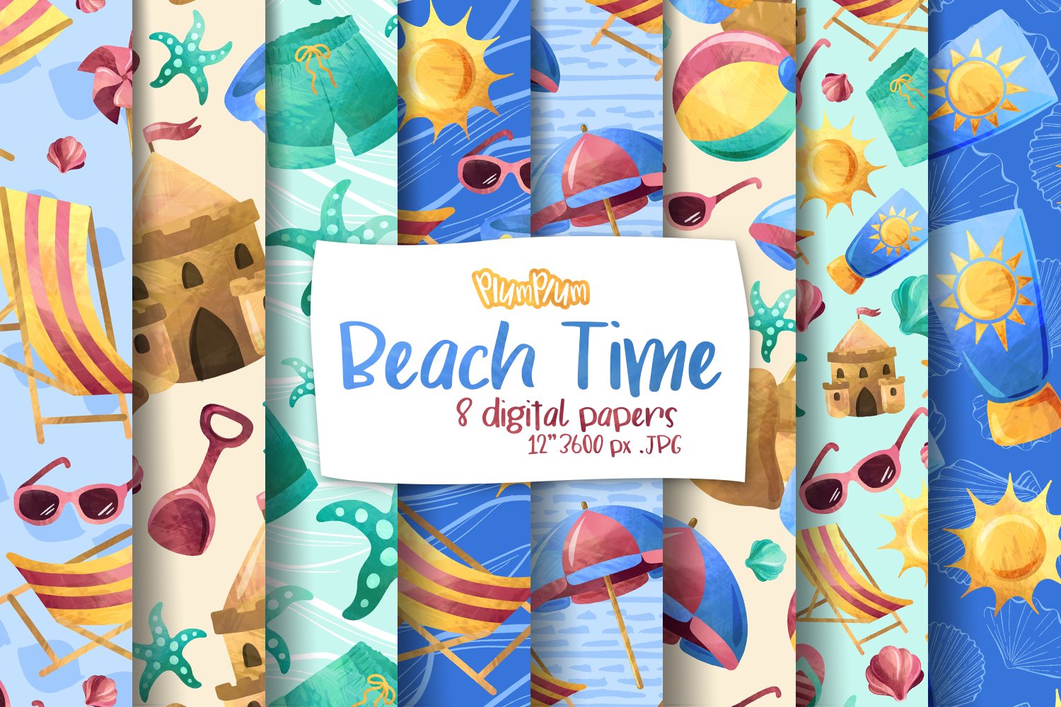 Beach Digital Papers (517036) | Patterns | Design Bundles