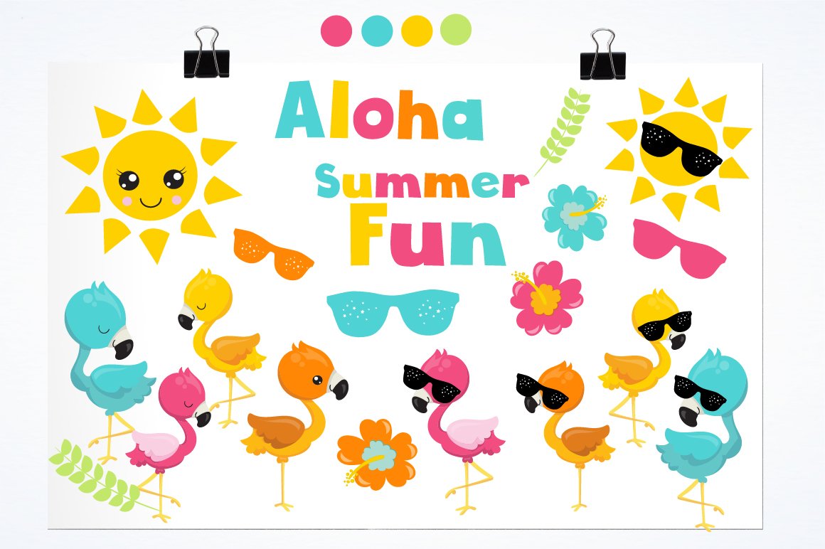 Summer Flamingos graphics and illustrations